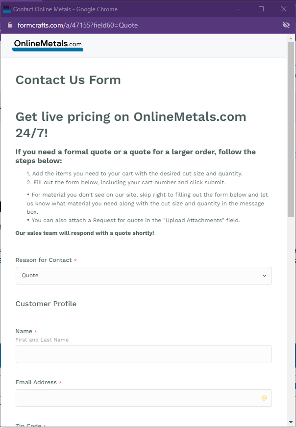 How do I get a custom quote? – OnlineMetals